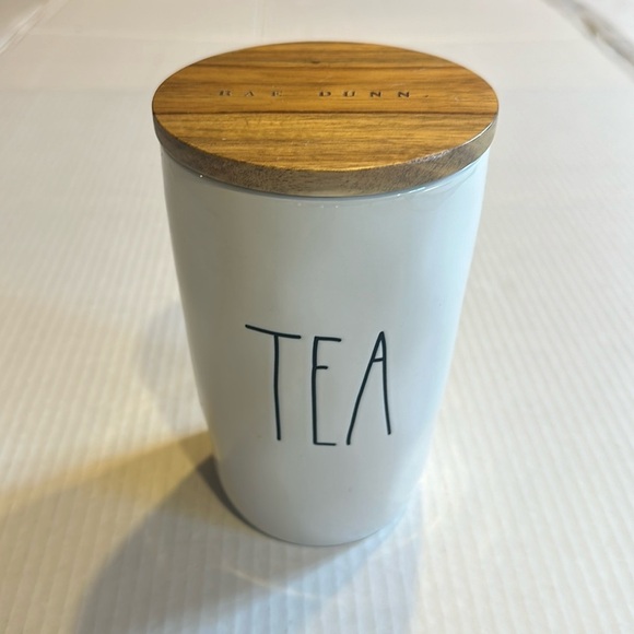 Rae Dunn | Kitchen | Rae Dunn White Ceramic Container With Black Tea ...